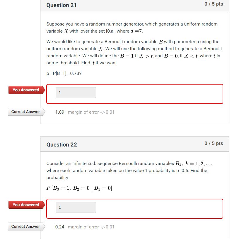 Solved Question 21 0/5 pts Suppose you have a random number | Chegg.com