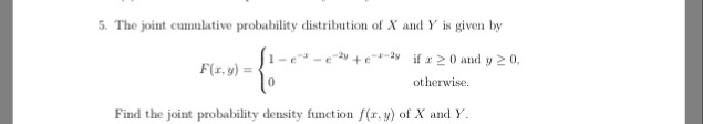 Solved 5. The joint cumulative probability distribution of X | Chegg.com