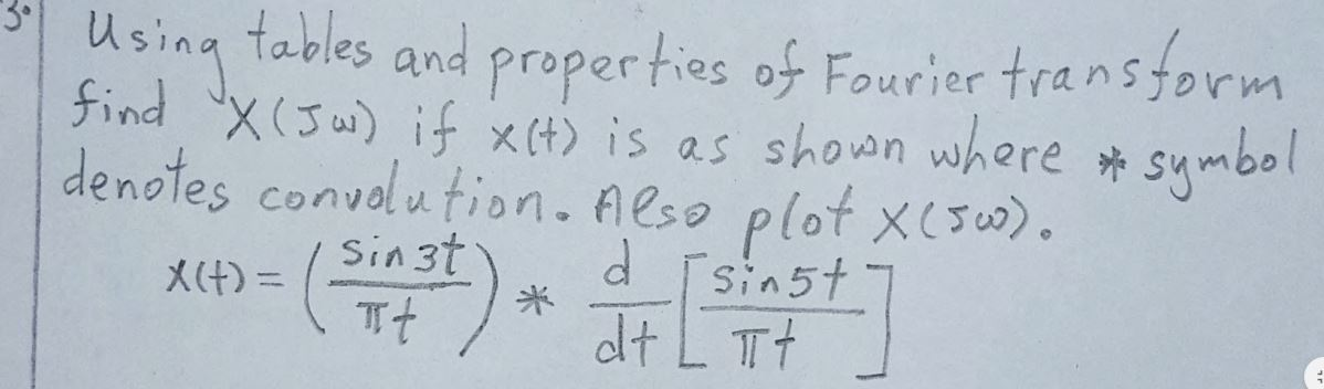 Solved Using tables and properties of Fourier transform find | Chegg.com