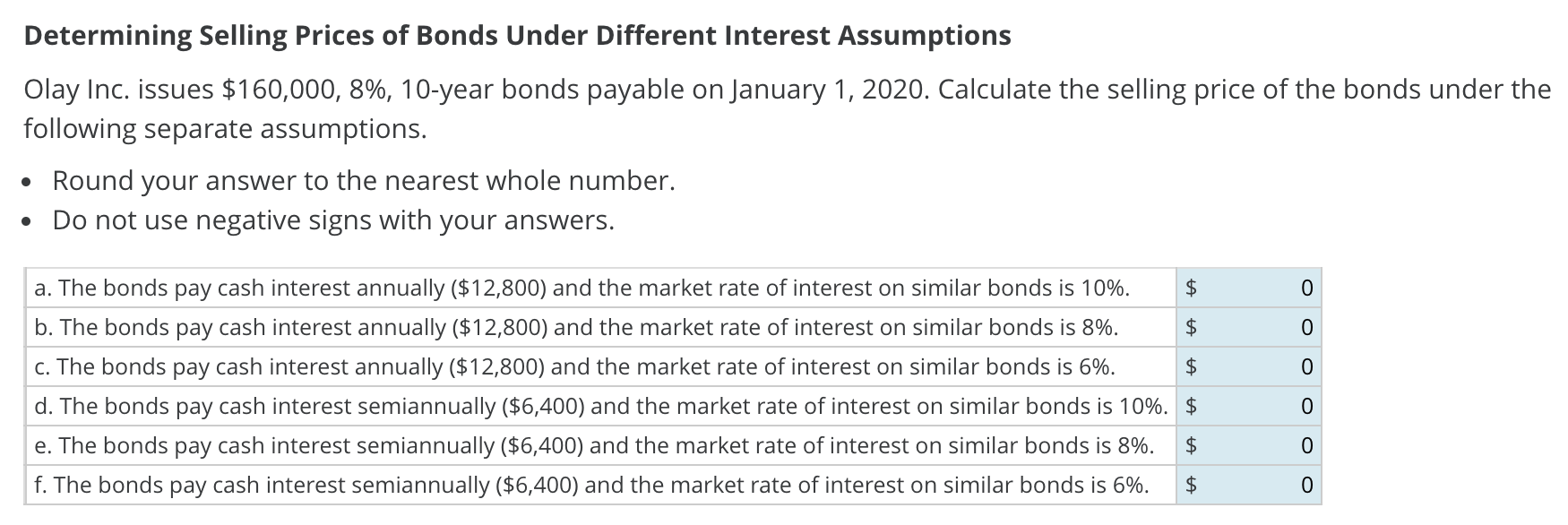 Solved Determining Selling Prices of Bonds Under Different | Chegg.com