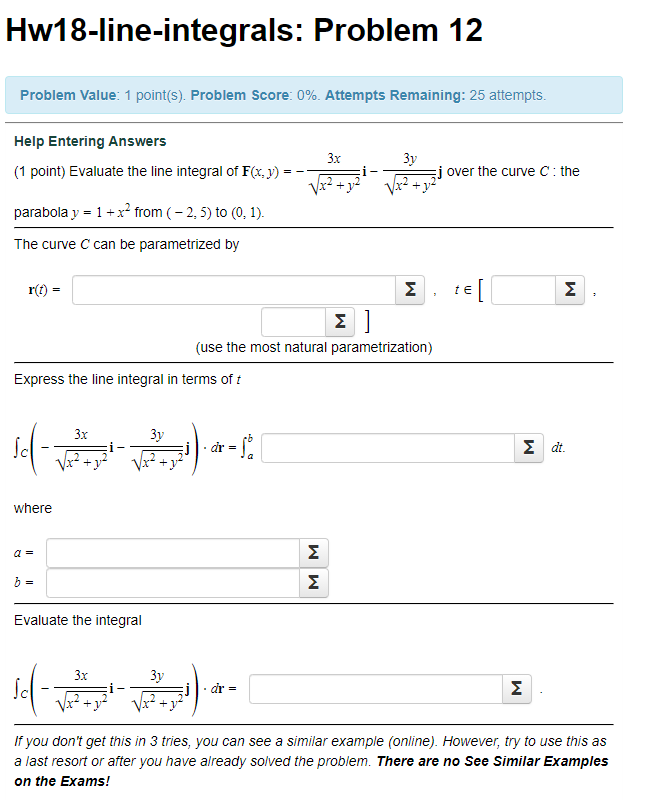 Solved Hw18-line-integrals: Problem 12 Problem Value: 1 | Chegg.com