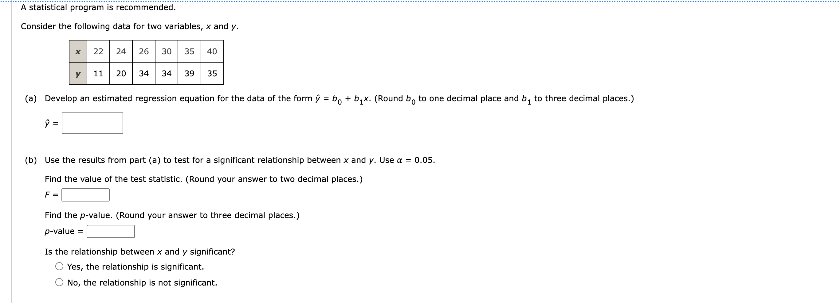 Solved A statistical program is recommended. Consider the | Chegg.com
