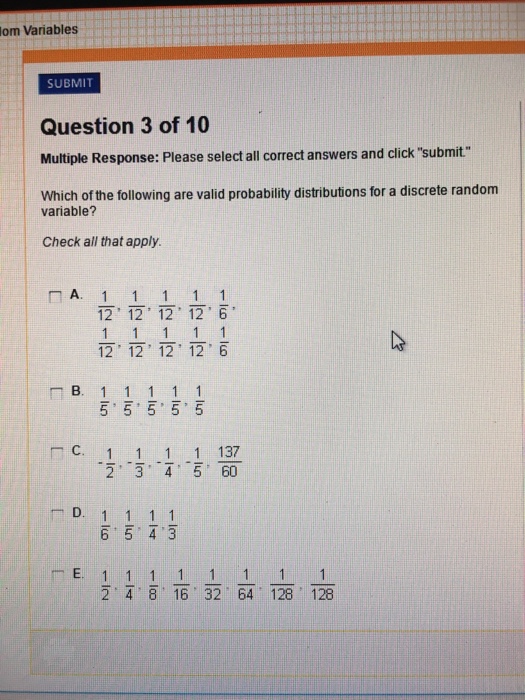 Solved Which of the following are valid probability | Chegg.com