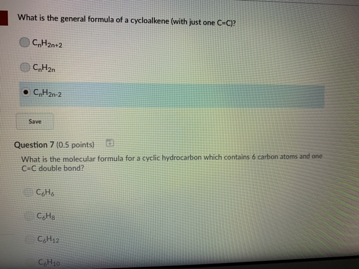 Solved What is the general formula of a cycloalkene with | Chegg.com