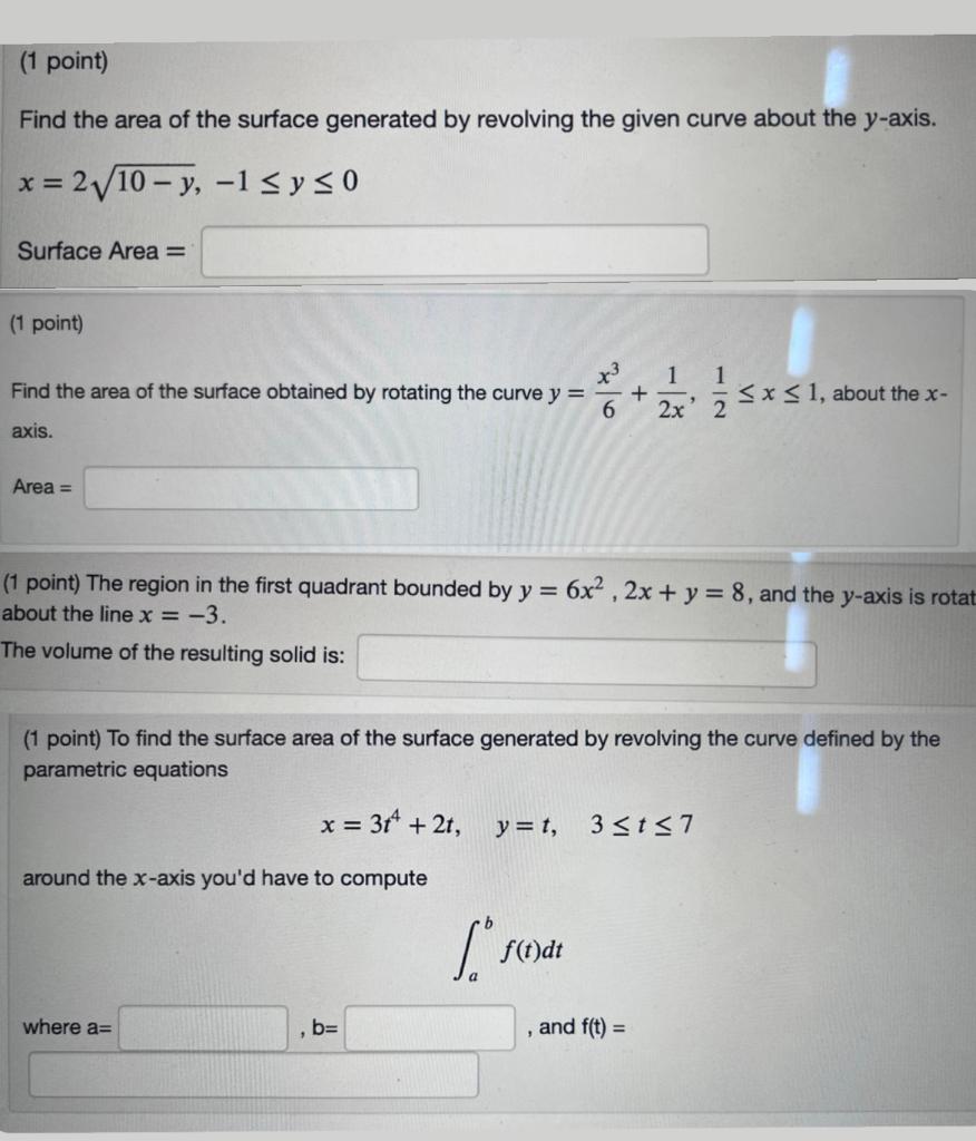 Solved Find the area of the surface generated by revolving | Chegg.com