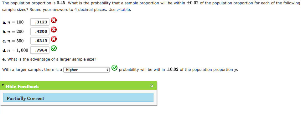Solved The population proportion is 0.45. what is the | Chegg.com