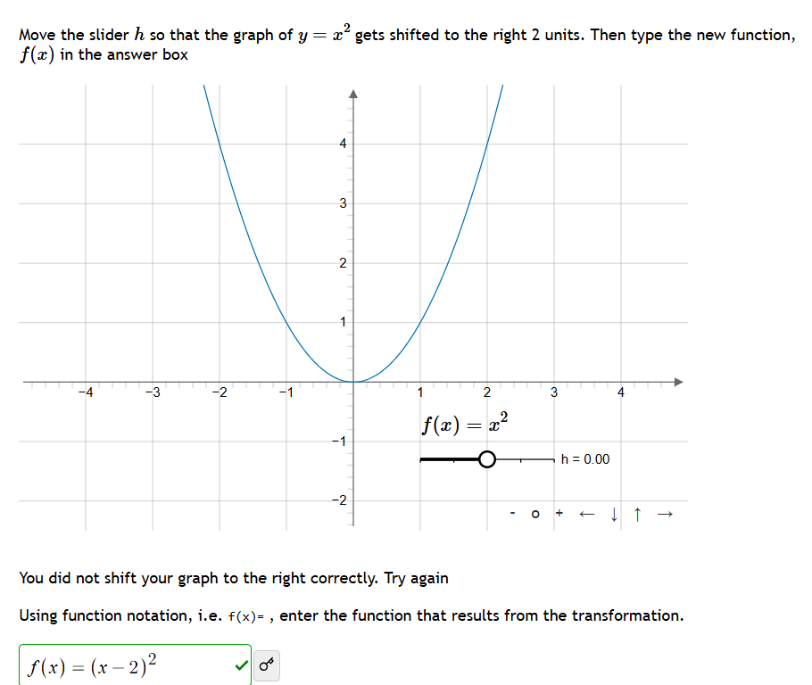 Solved Move the slider \( ﻿h \) ﻿so that the graph of \( | Chegg.com