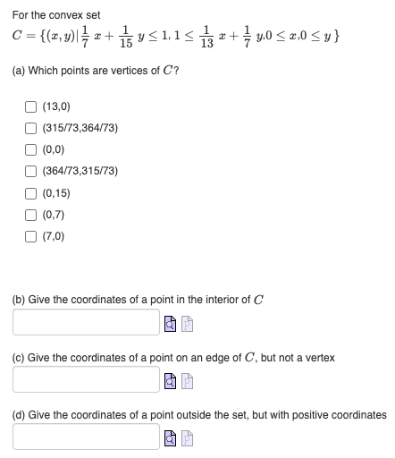Solved For the convex set | Chegg.com