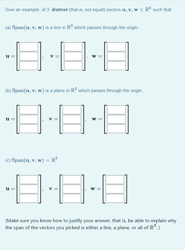 Solved Give an example of 3 distinct (that is, not equal) | Chegg.com
