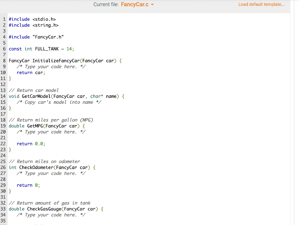 Solved 7.6 LAB*: Program: Fancy car C CODE ONLY!!!! NO | Chegg.com