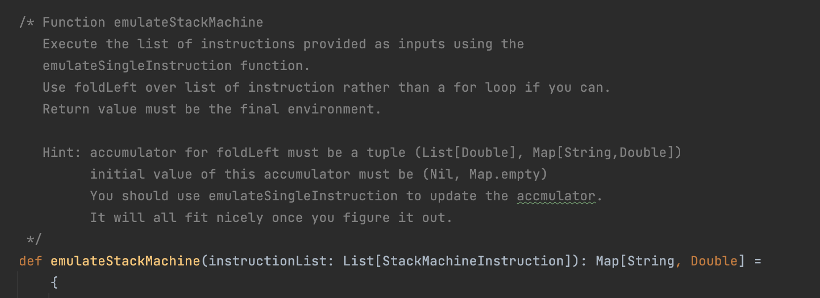 PROBLEM IN CODE COMMENT (Scala 2.13) Problem Part I: | Chegg.com