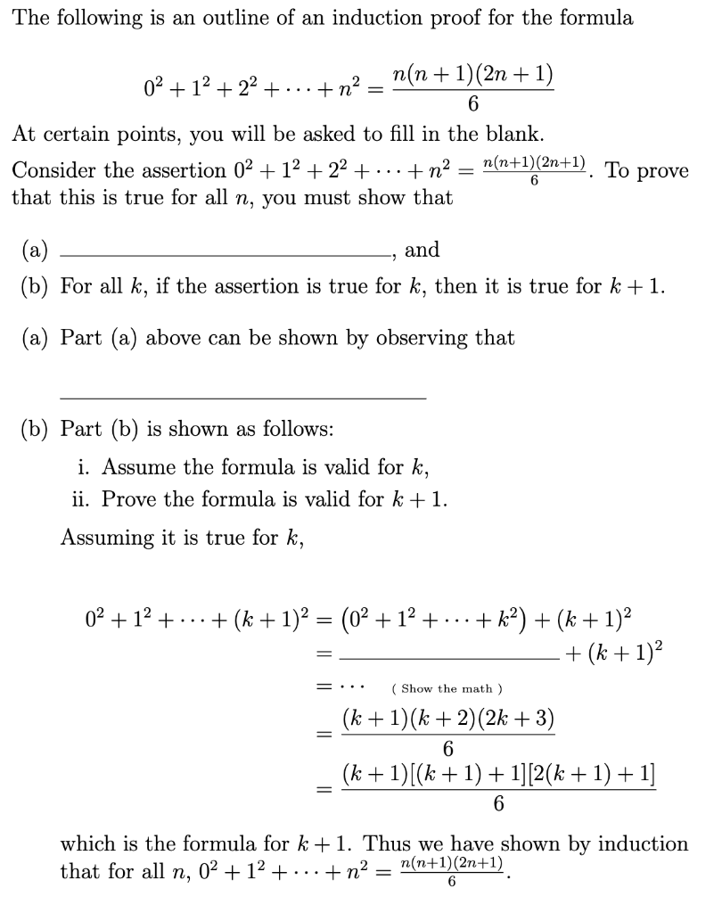 Solved The following is an outline of an induction proof for | Chegg.com