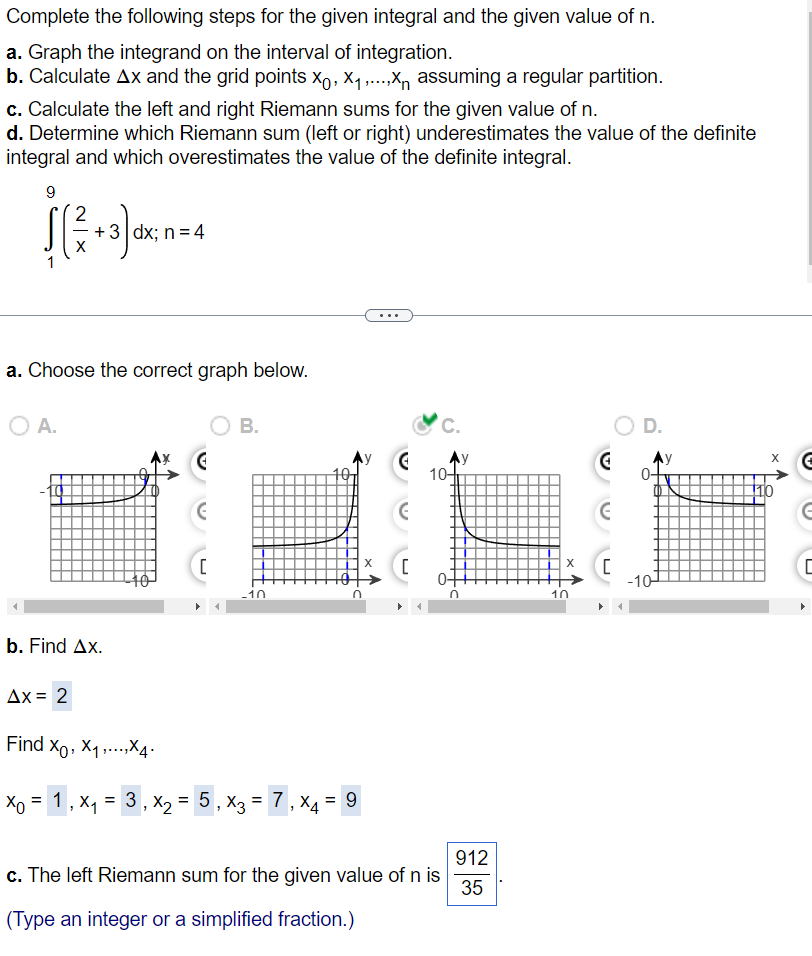 Solved Complete the following steps for the given integral | Chegg.com
