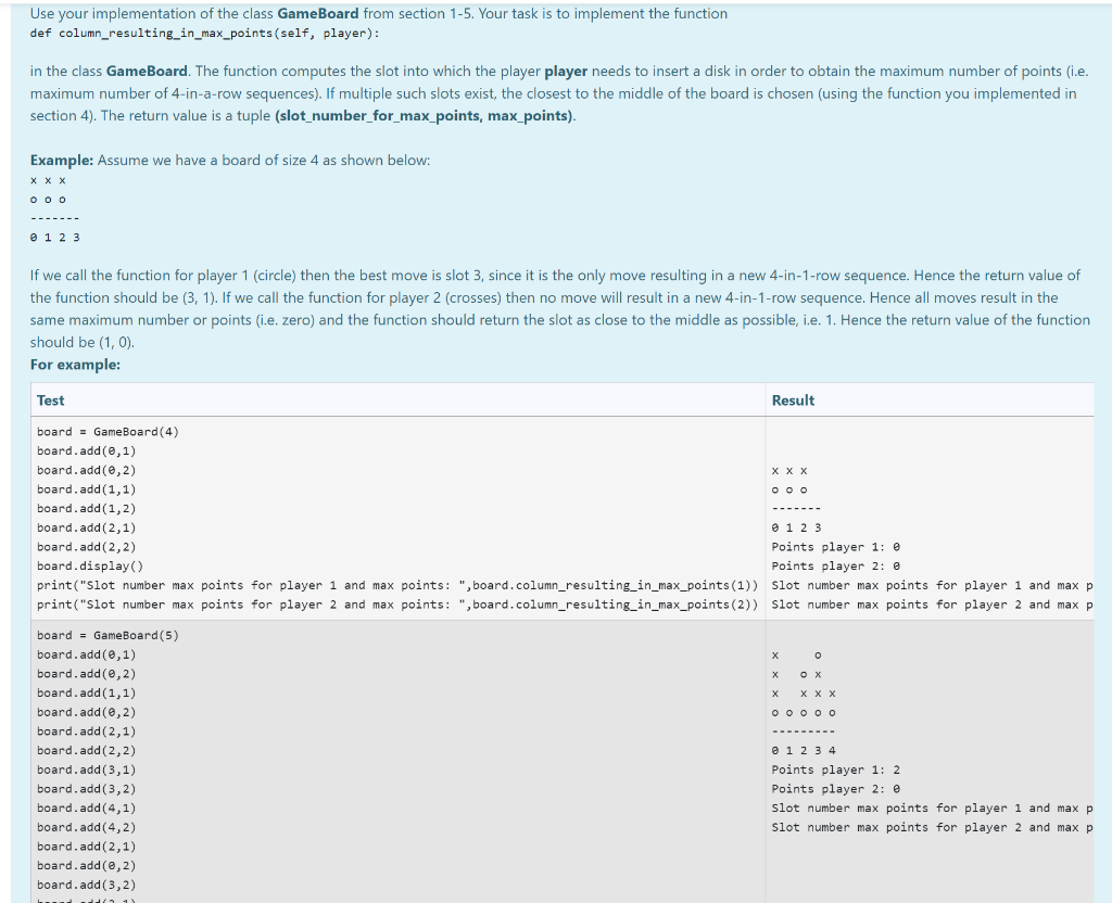 Solved Use your implementation of the class GameBoard from | Chegg.com