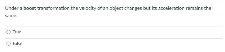 Solved Under a boost transformation the velocity of an | Chegg.com