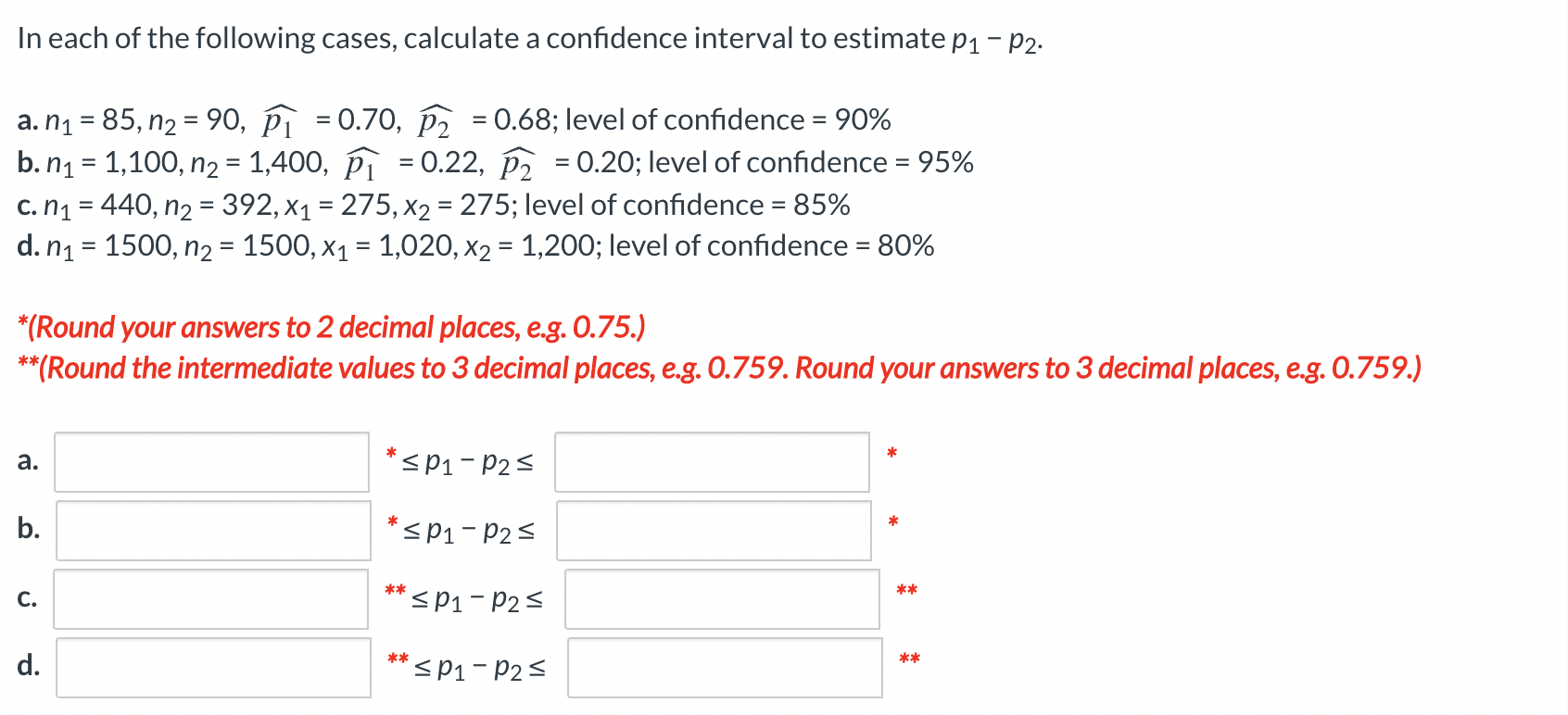 Solved In each of the following cases, calculate a | Chegg.com
