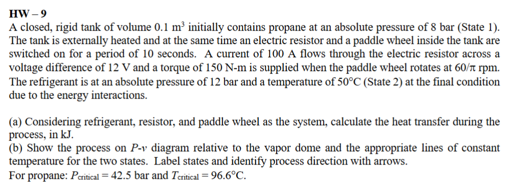 Solved HW - 9A closed, rigid tank of volume 0.1m3 ﻿initially | Chegg.com