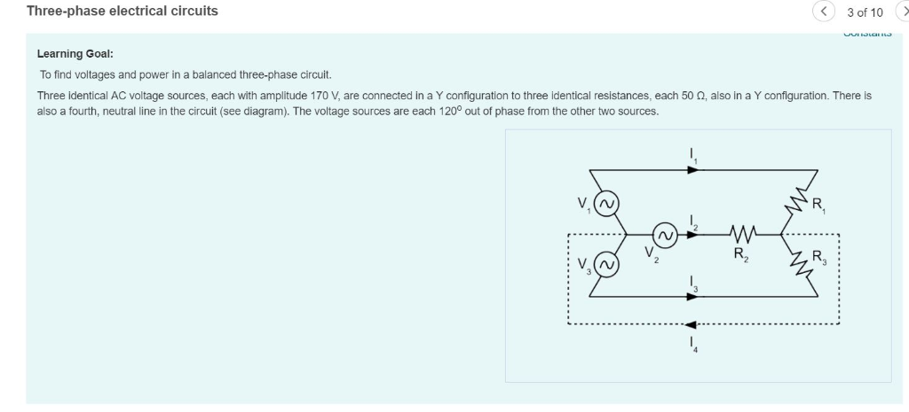 Solved Three-phase electrical circuits 3 of 10 Learning Goal | Chegg.com