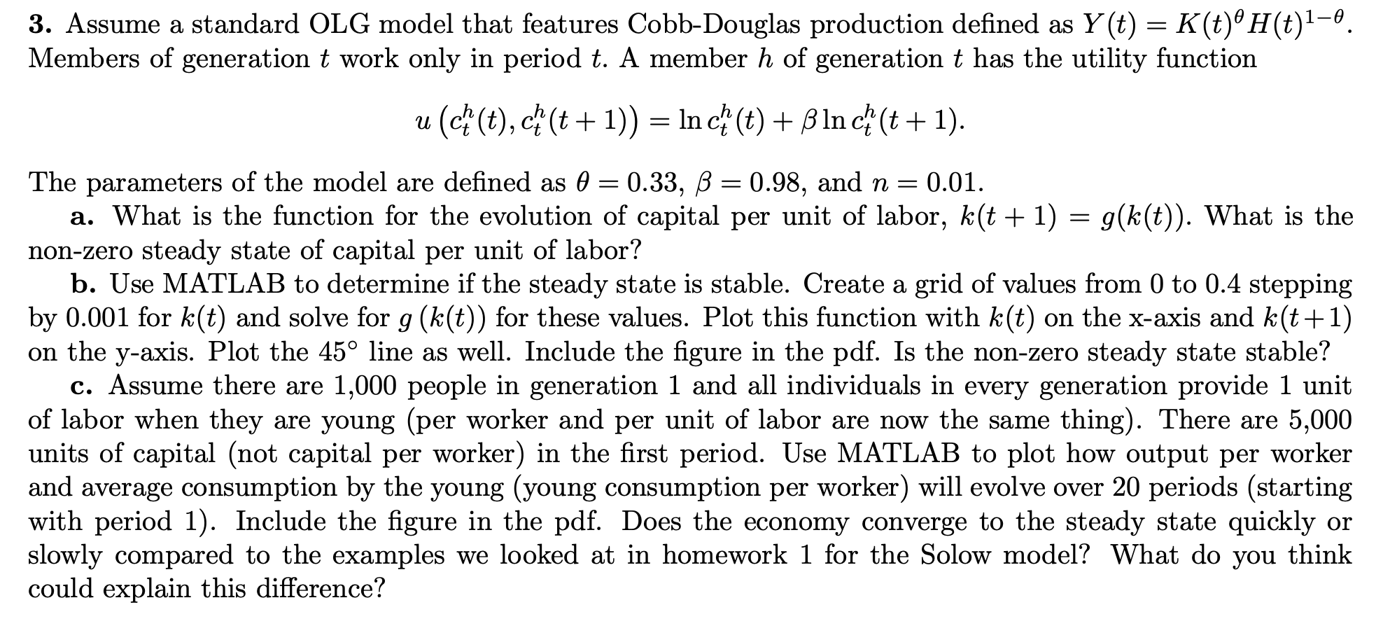 Solved 3. Assume a standard OLG model that features | Chegg.com