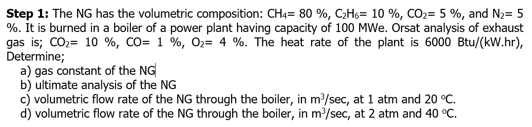 Solved Step 1: The NG has the volumetric composition: | Chegg.com
