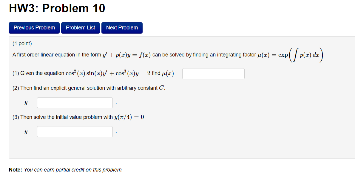 Solved HW3: Problem 10 Previous Problem Problem List Next | Chegg.com Solved HW3: Problem 10 Previous Problem Problem List Next | Chegg.com