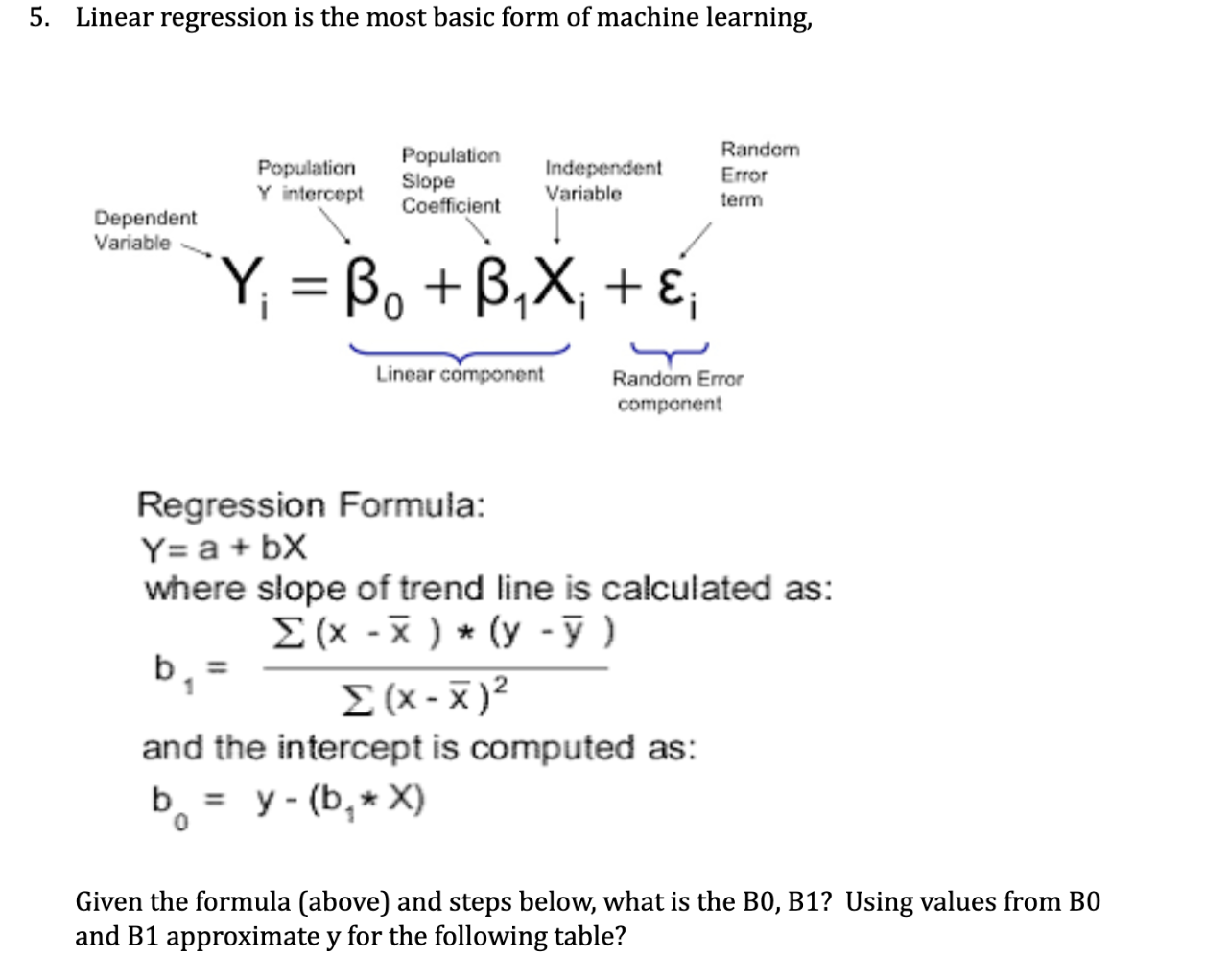 Solved 5. Linear regression is the most basic form of | Chegg.com