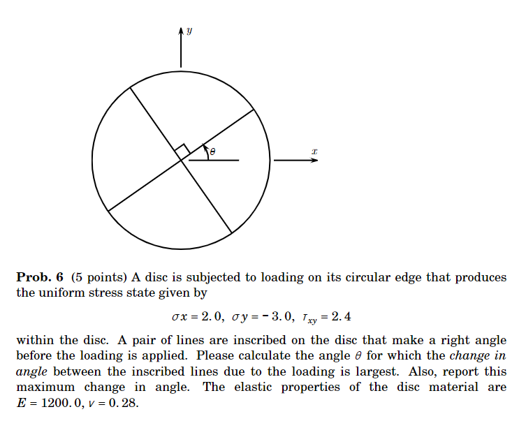 Solved 1 Prob. 6 (5 points) A disc is subjected to loading | Chegg.com