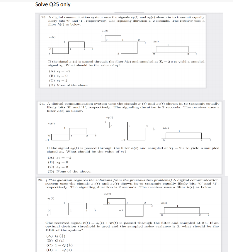 Solved Solve Q25 only 23. A digital communication system | Chegg.com