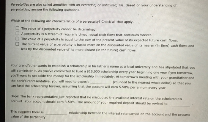 Solved Perpetuities are also called annuities with an | Chegg.com