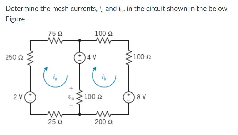 Solved Determine the mesh currents, ia and ib, in the | Chegg.com