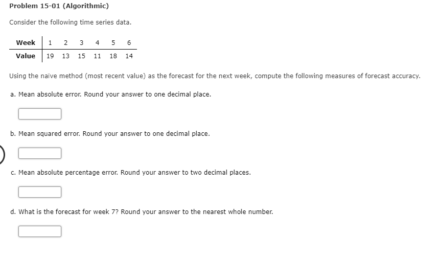 Solved Problem 15-01 (Algorithmic) Consider the following | Chegg.com