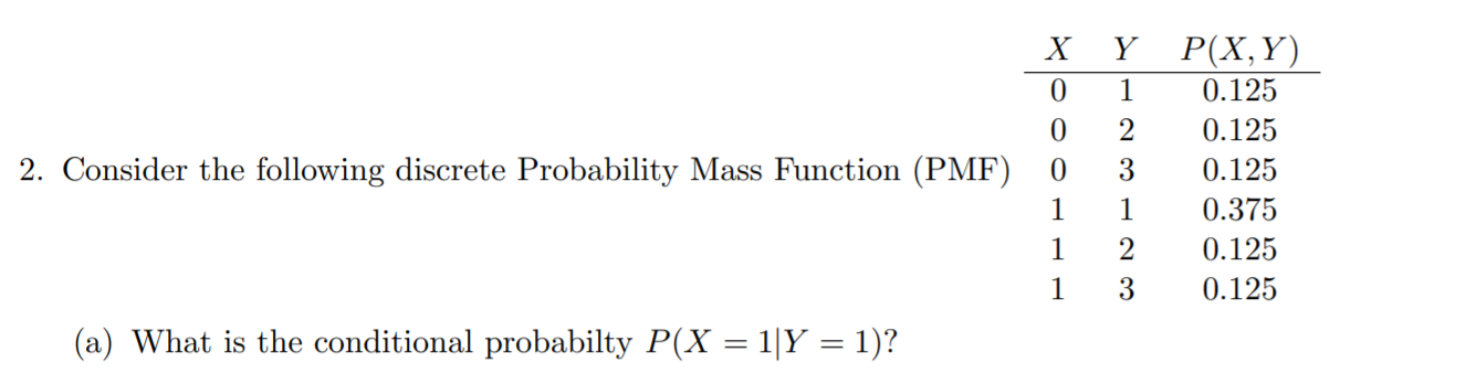 Solved X Y 2. Consider the following discrete Probability | Chegg.com