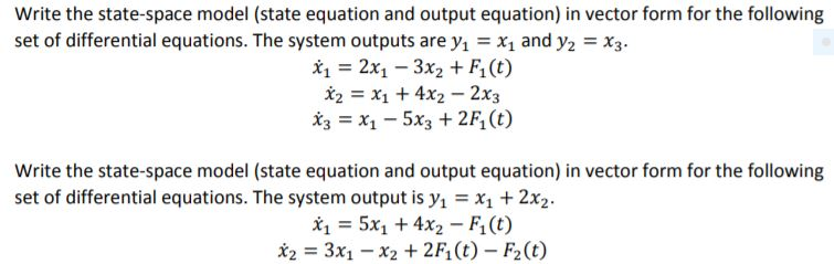 Solved Write The State Space Model State Equation And