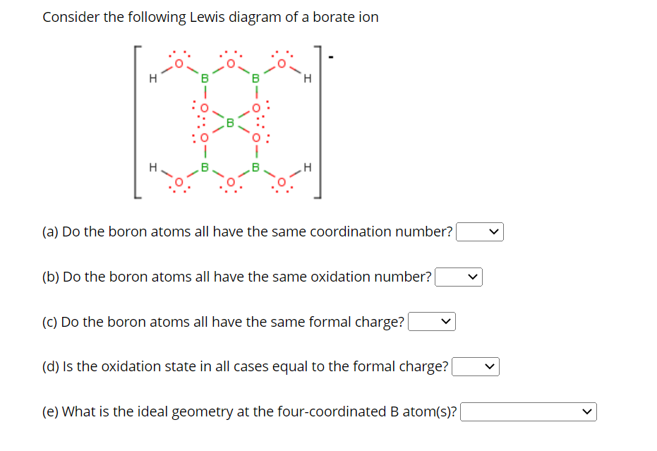 Solved Consider the following Lewis diagram of a borate ion | Chegg.com