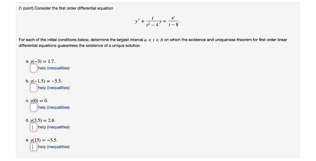 Solved (1 point) Consider the first order differential | Chegg.com
