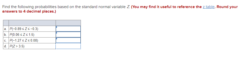 Solved Find the following probabilities based on the | Chegg.com
