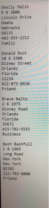 Solved Problem 1: Address Book Using classes and | Chegg.com