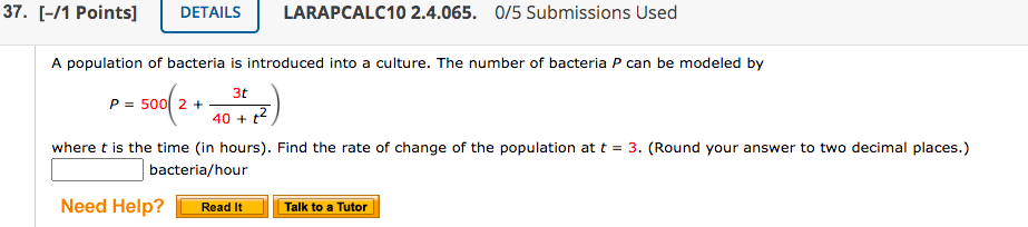 Solved 37. [-/1 Points] DETAILS LARAPCALC10 2.4.065.0/5 | Chegg.com
