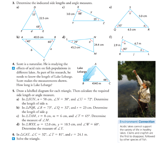 Solved 3. Determine the indicated side lengths and angle | Chegg.com