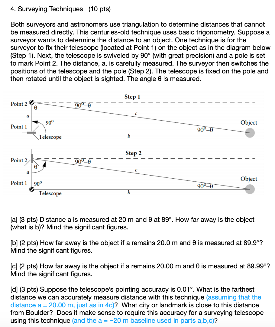 Solved 4. Surveying Techniques (10 pts) Both surveyors and | Chegg.com