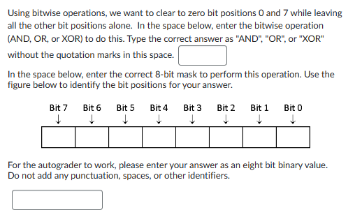 Solved Using bitwise operations, we want to clear to zero | Chegg.com