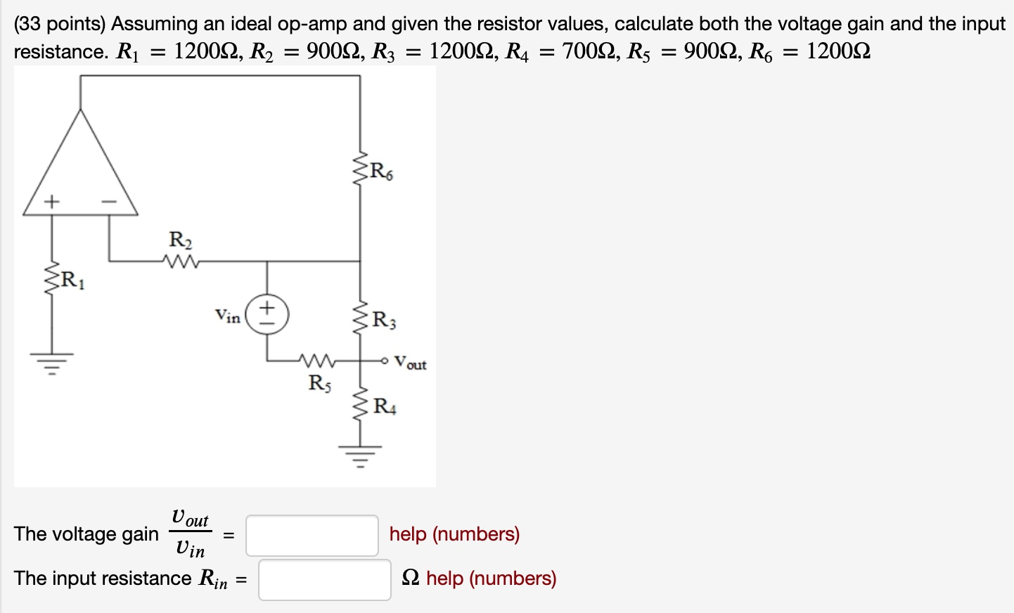 Solved (33 ﻿points) ﻿Assuming an ideal op-amp and given the | Chegg.com