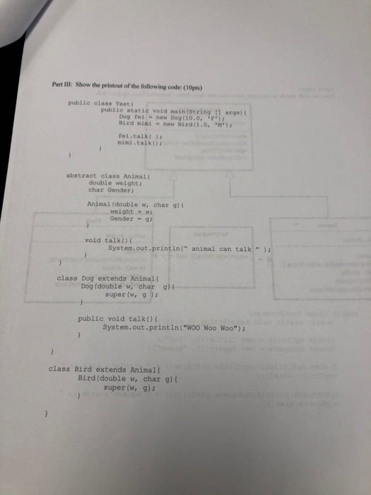 Solved Part III: Show the printout of the following code: | Chegg.com