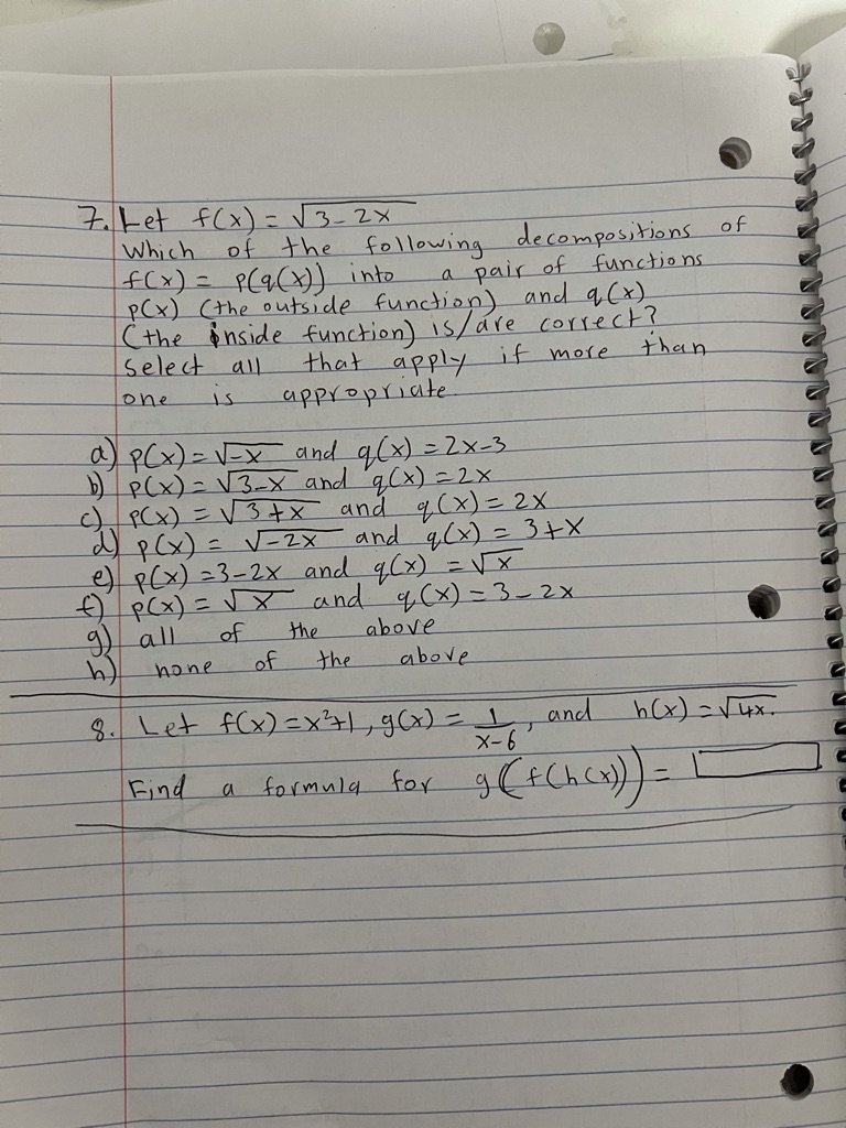 Solved 7. Let f(x)=3−2x Which of the following | Chegg.com