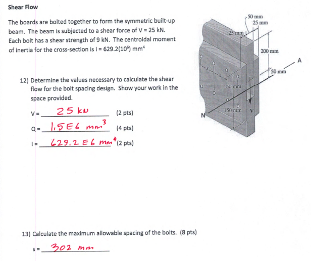 Solved Shear Flow The boards are bolted together to form the | Chegg.com