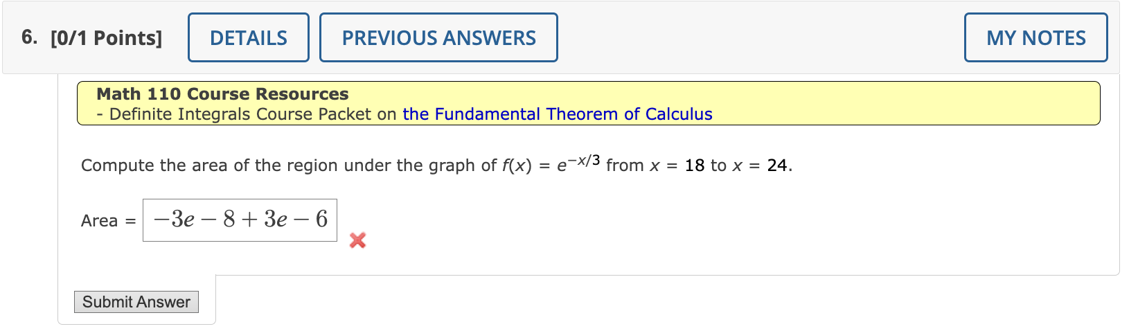 Solved Math 110 Course Resources - Definite Integrals Course | Chegg.com