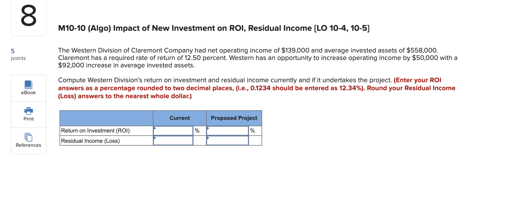 Solved 9 M10-8 (Algo) Calculating Return on Investment, | Chegg.com