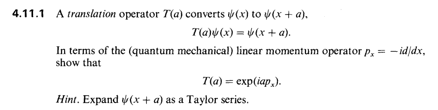 Solved 4.11.1 A translation operator T(a) converts y(x) to | Chegg.com