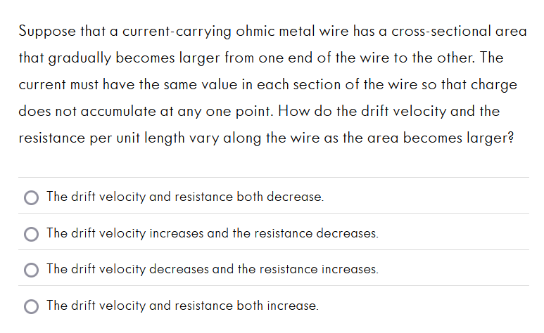 Solved Suppose that a current-carrying ohmic metal wire has | Chegg.com