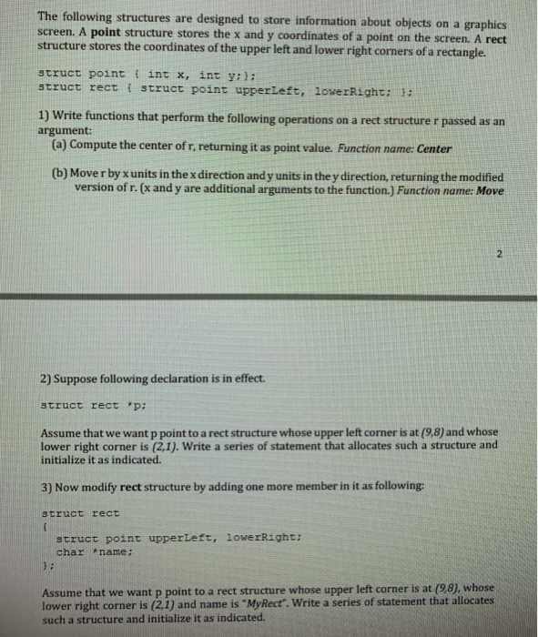 Solved The following structures are designed to store | Chegg.com